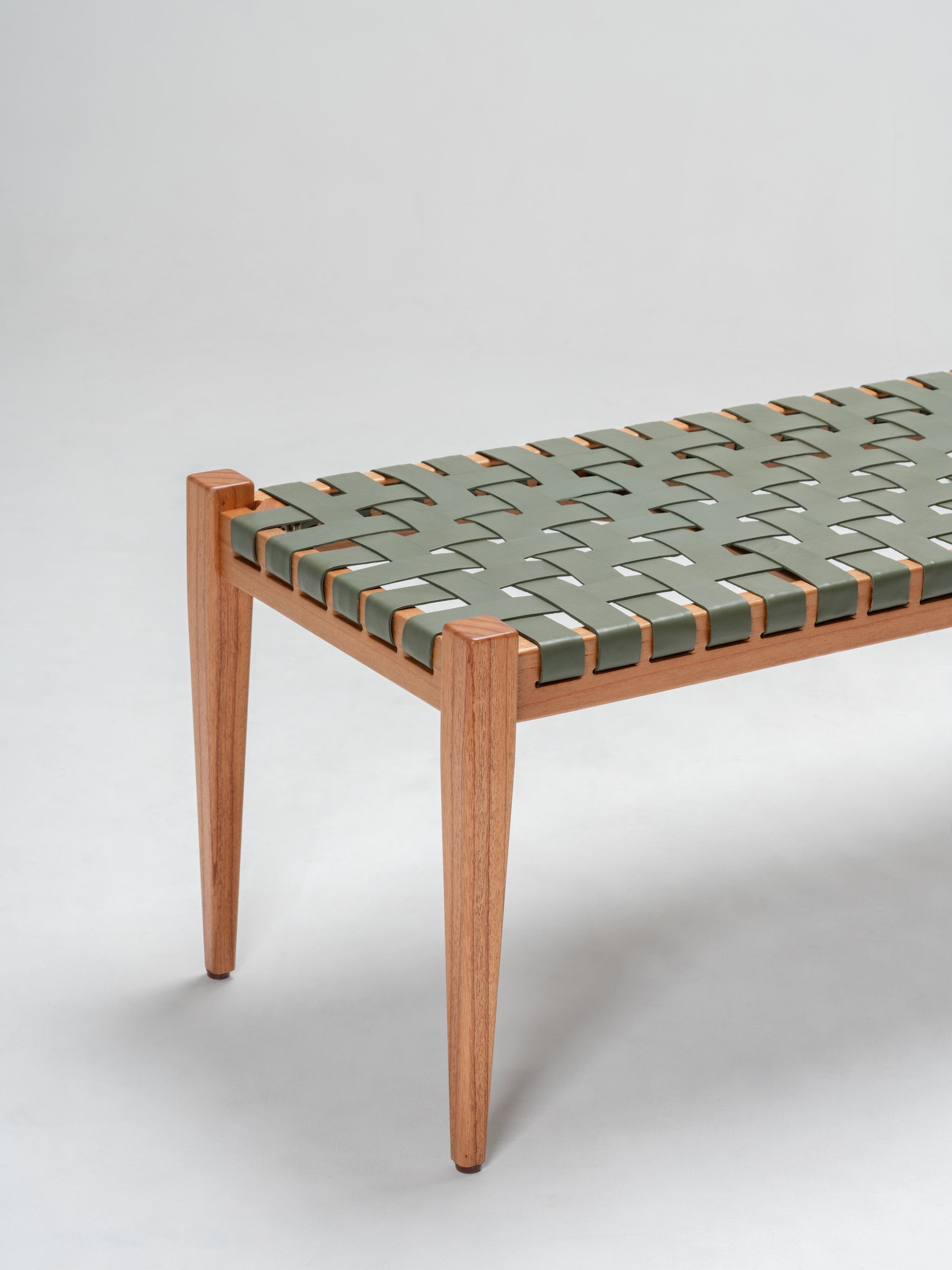 Full Grain Leather Woven Bench Larkwood Furniture